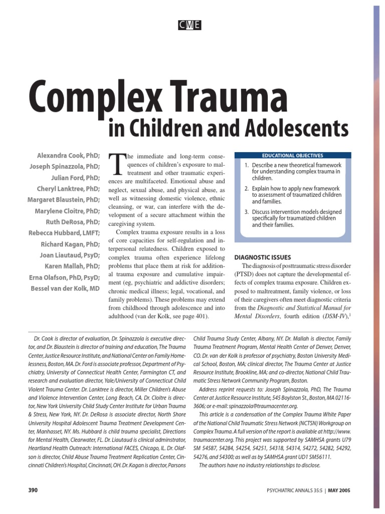 Understanding Complex Trauma in Children | PDF | Complex Post Traumatic ...
