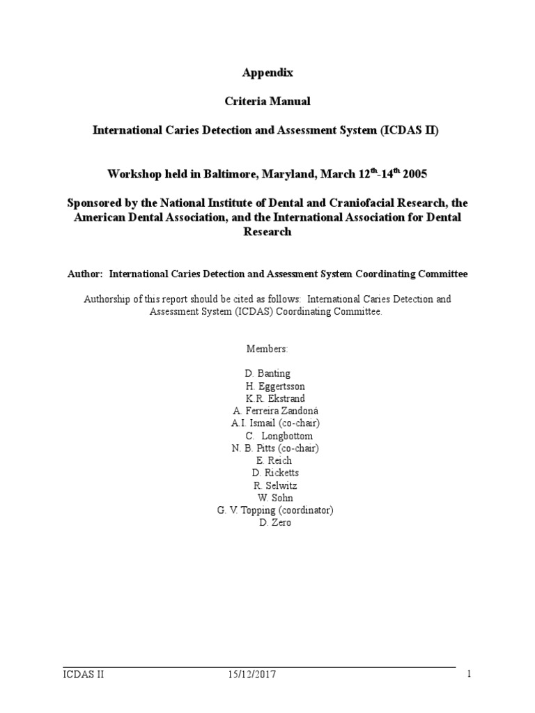 ICDAS II Criteria for Caries Detection | PDF | Tooth Enamel | Human Tooth