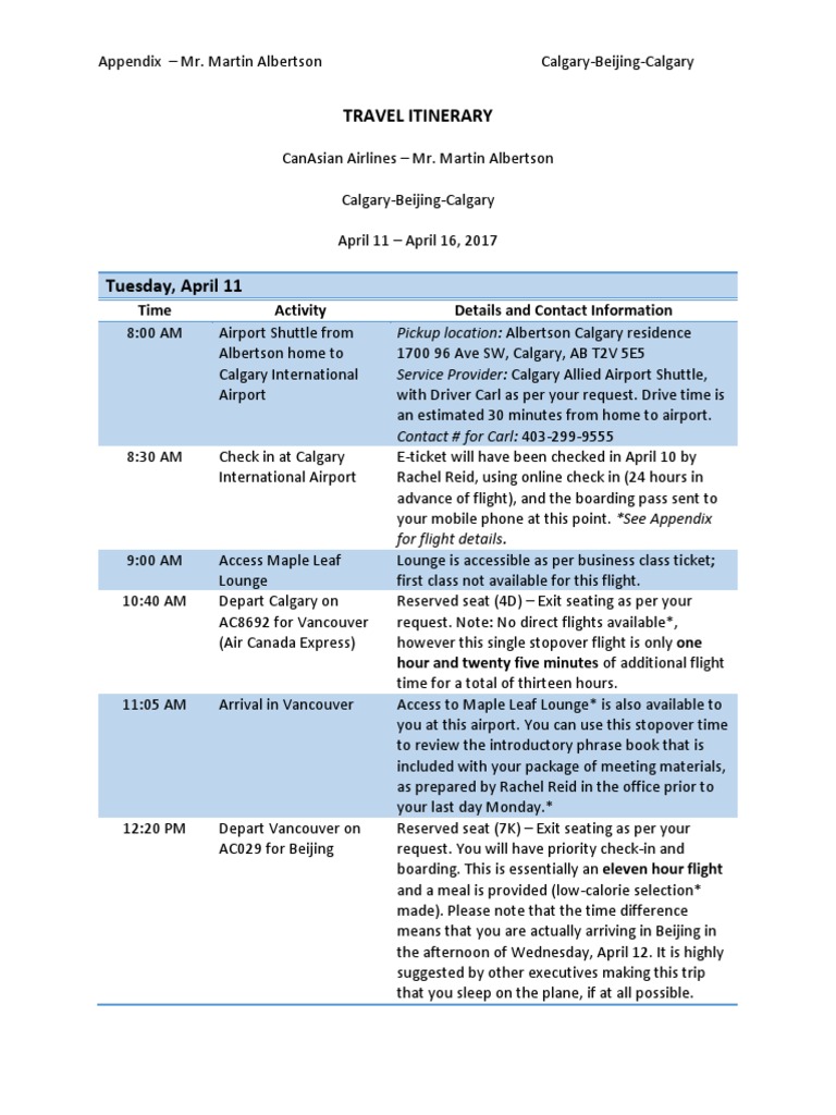 Travel Itinerary and Appendix - Rachel Reid | PDF | Airport | Business ...