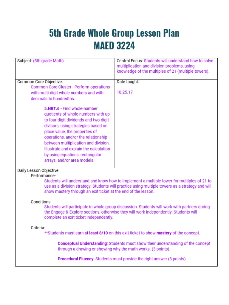 Imb - Math Whole Group Lesson Plan | PDF | Numbers | Teaching Mathematics