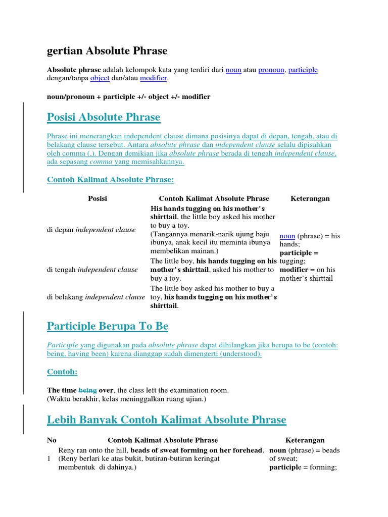 Gertian Absolute Phrase | PDF | Verb | Syntax