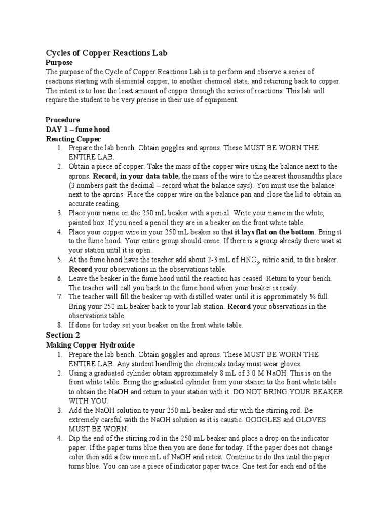 Cycles of Copper Lab 2 | PDF | Sodium Hydroxide | Mole (Unit)
