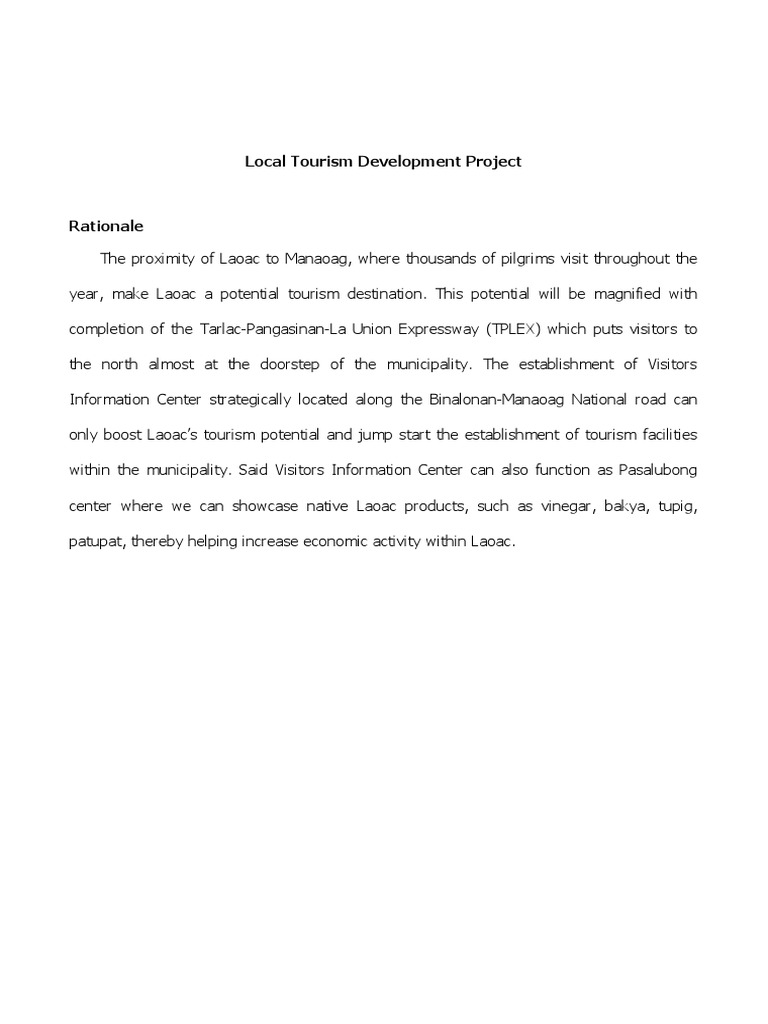 Local Tourism Development Project | PDF