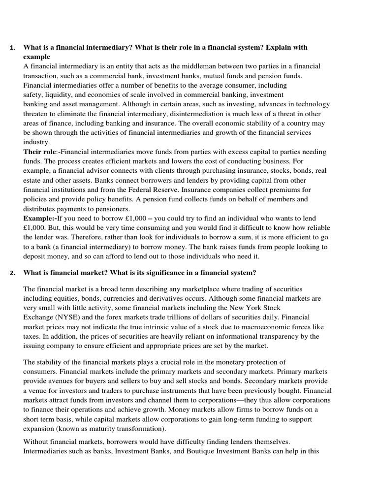 Questions (FMIS) | PDF | Securities (Finance) | Financial Markets