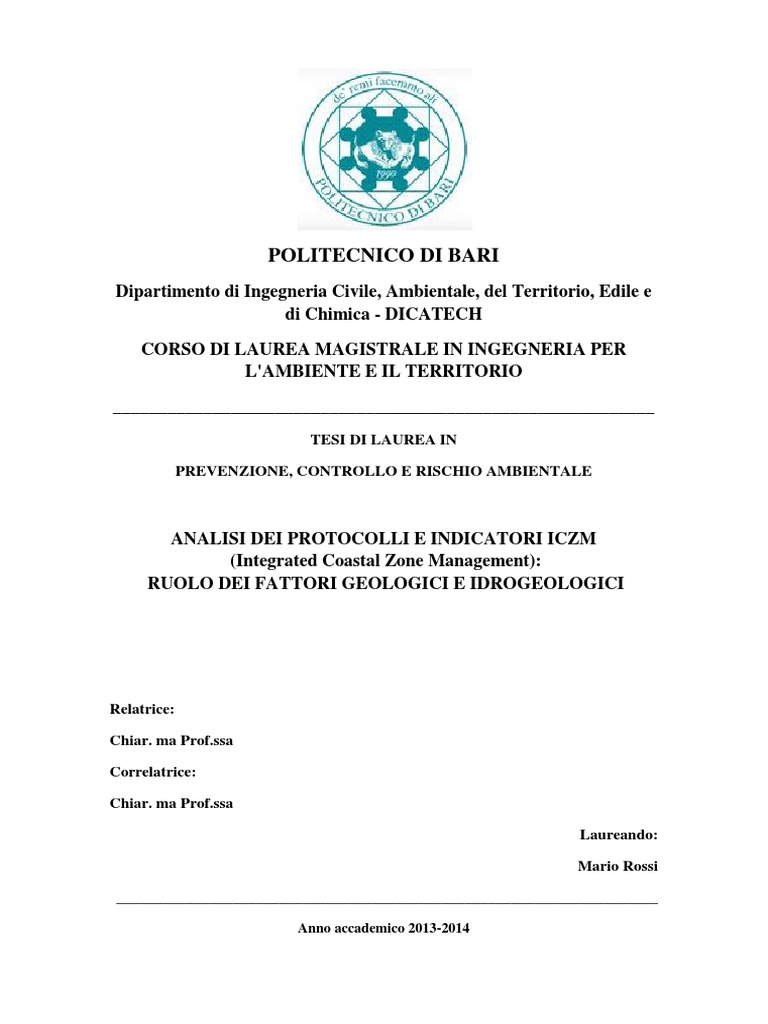 Frontespizio Politecnico | PDF