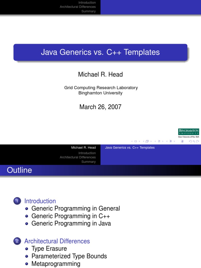 Java Generics V C++ Templates 2007 | PDF | C++ | Formal Methods Java Generics V C++ Templates 2007 | PDF | C++ | Formal Methods
