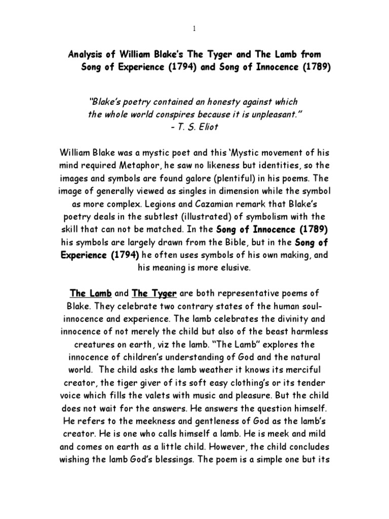 Analysis of William Blake | PDF | William Blake | Religious Belief And ...