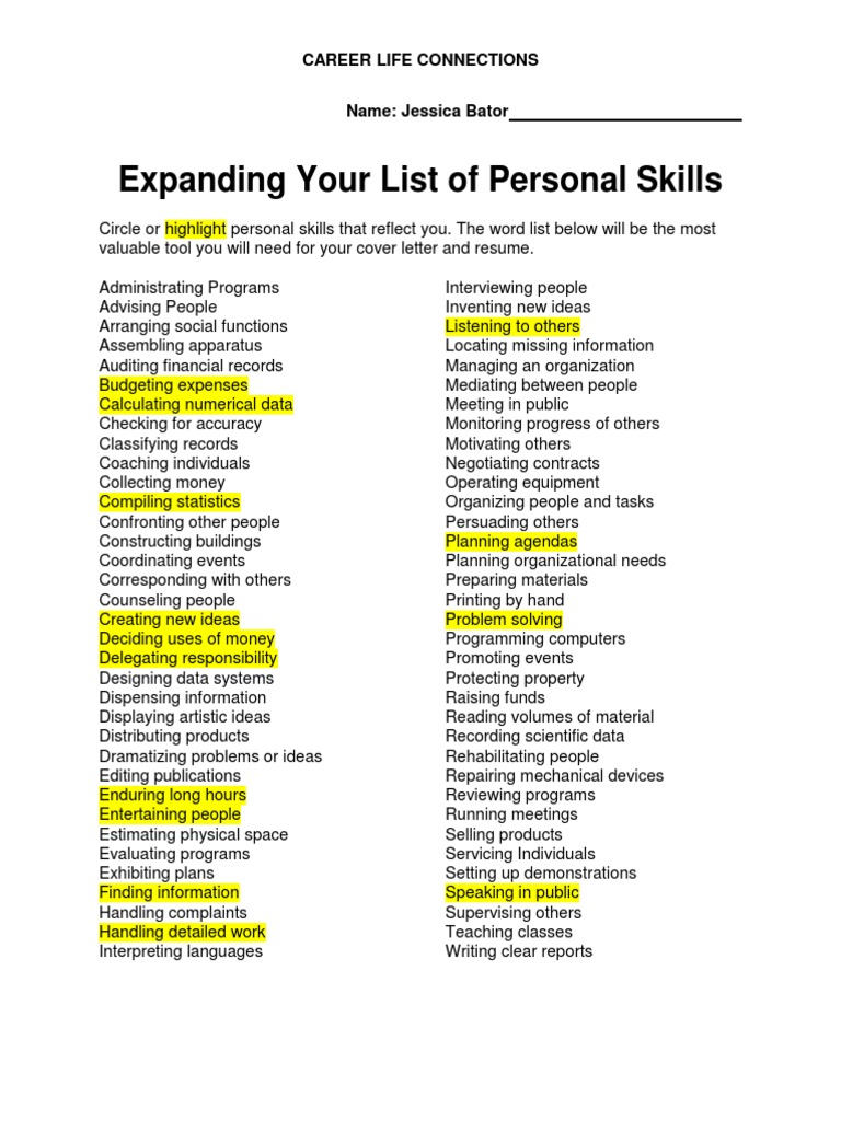 expanding your list of personal skills clc 11 | Data | Cognitive Science