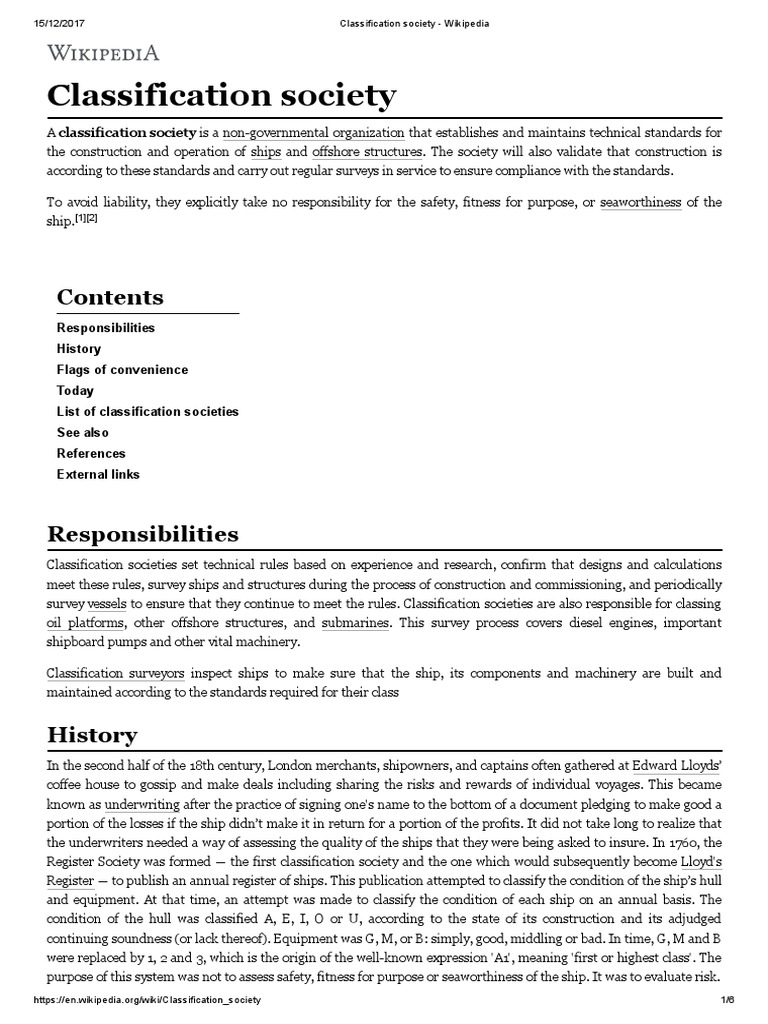 Classification Society - Wikipedia | PDF | Industries | Boats