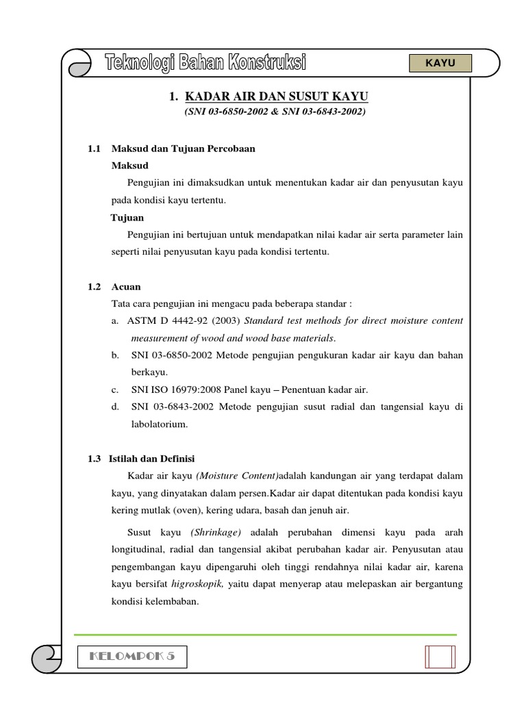 Kadar Air Dan Susut Kayu | PDF