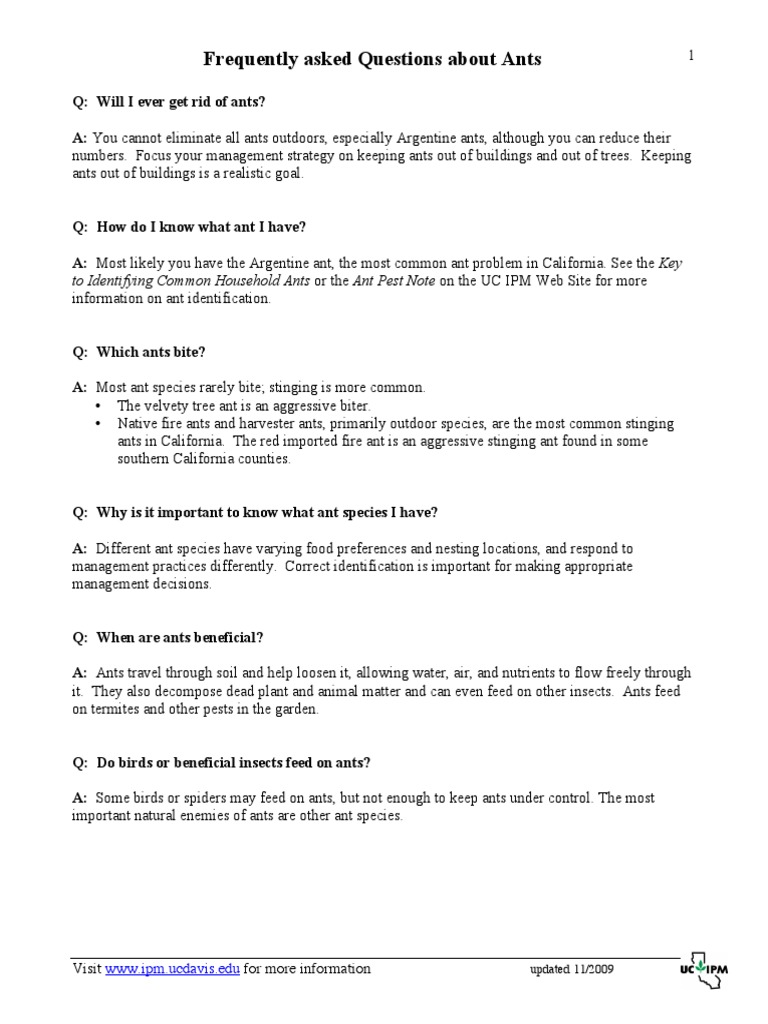 Frequently Asked Questions About Ants | PDF | Ant | Trees