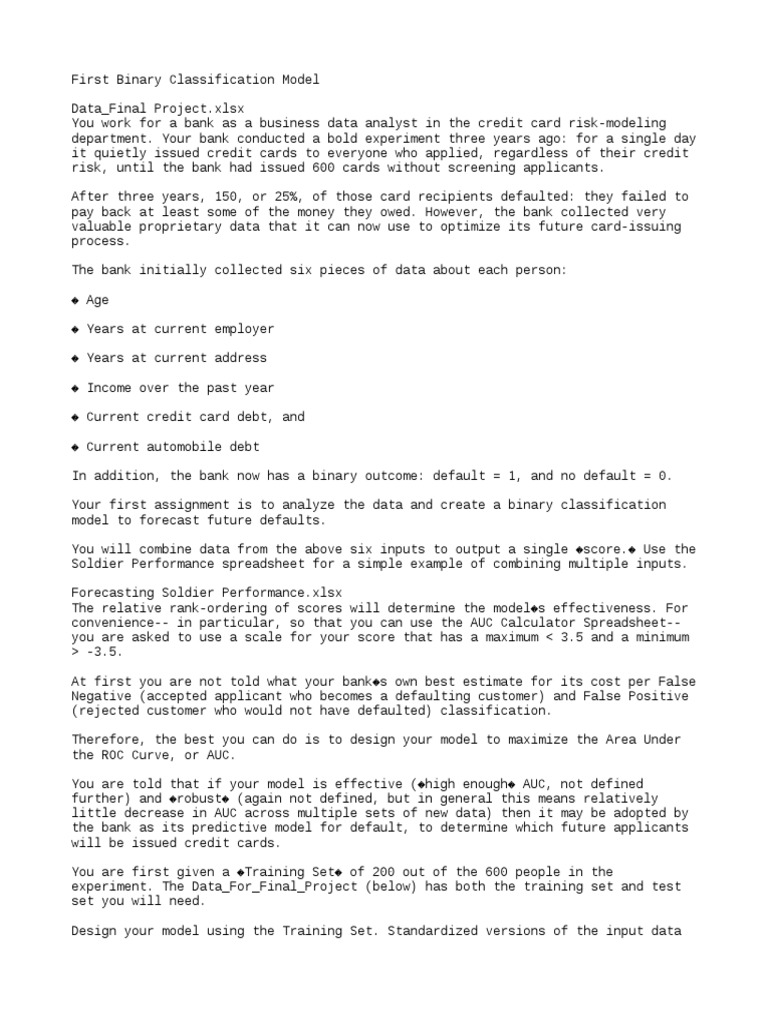 Part 1 Building Your Own Binary Classification Model | PDF | Receiver Operating Characteristic ...