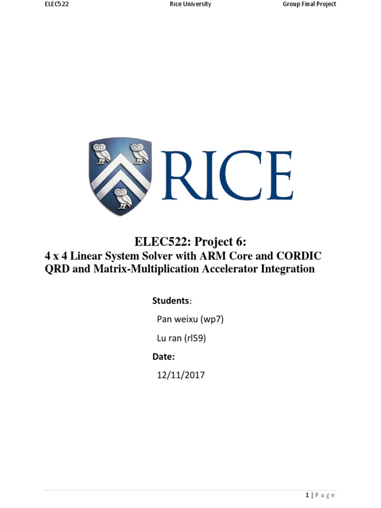 ELEC522-Final-Project-4 X 4 Linear System Solver With ARM Core and ...