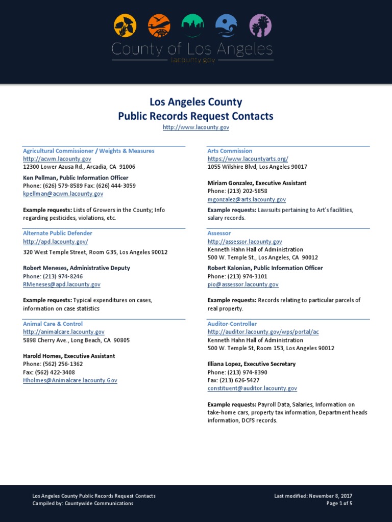 Public Records Request Contacts | PDF | California | Lawsuit