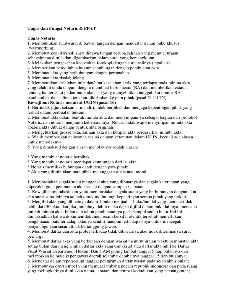 Tugas Dan Fungsi Notaris | PDF