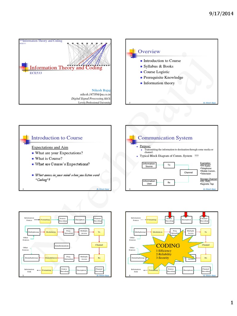 Nikesh Bajaj: Information Theory and Coding | PDF | Multiplexing ...