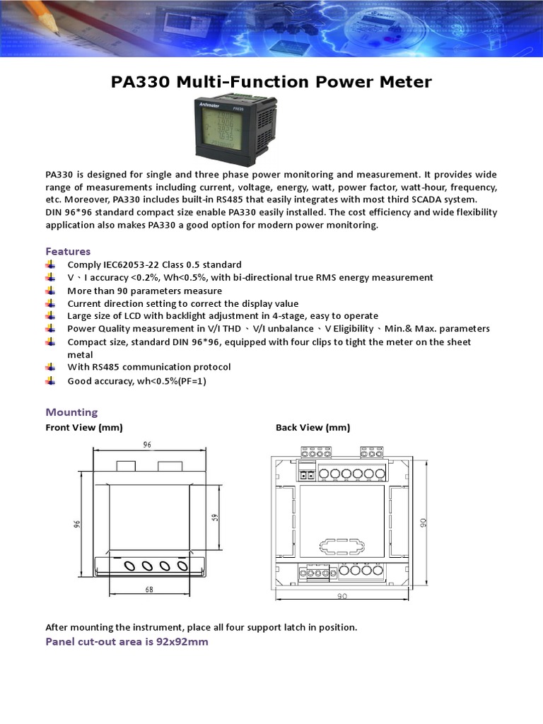 Multi-Function Power Meter | PDF | Backlight | Electrical Engineering