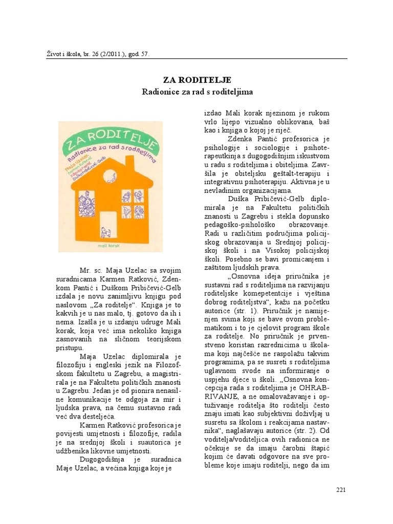 Za Roditelje Radionice PDF | PDF