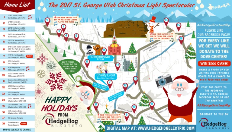 St George Christmas Light Map 2017 | Utah | December Observances