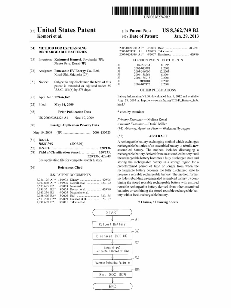 Ulllted States Patent (10) Patent N0.: US 8,362,749 B2 | PDF | Battery ...