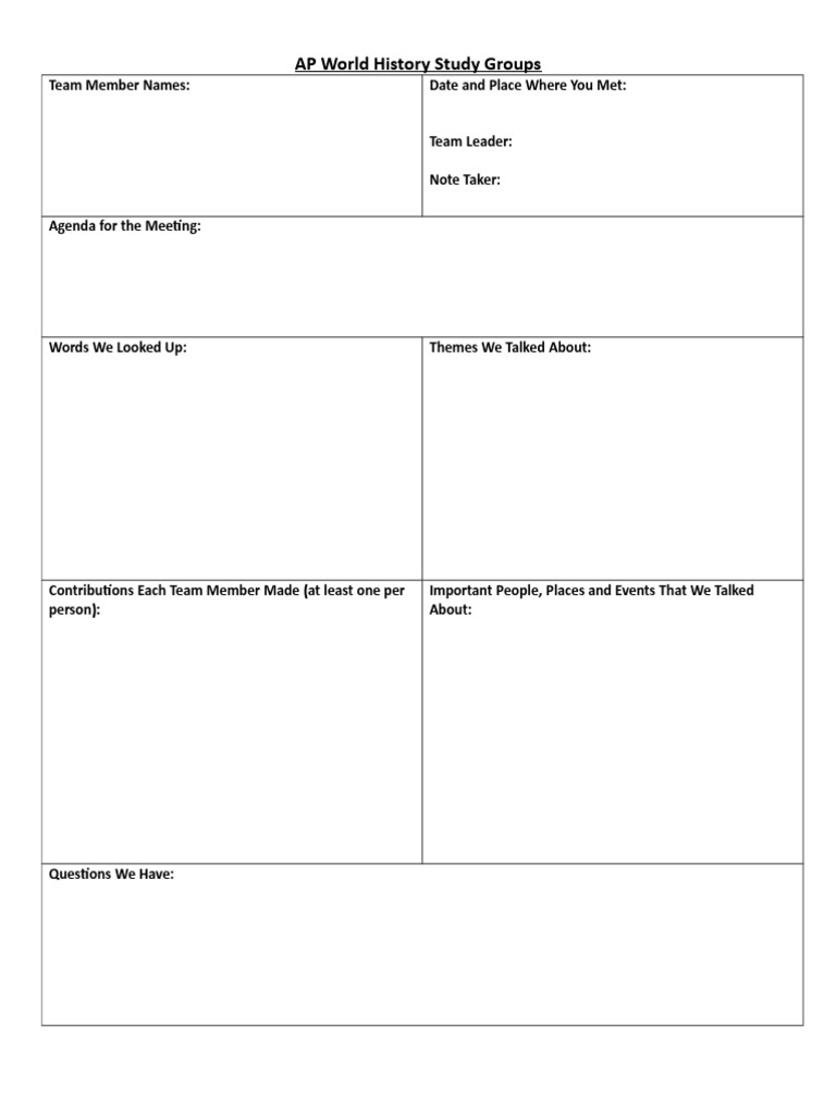 WHAP Study Group Organizer | PDF