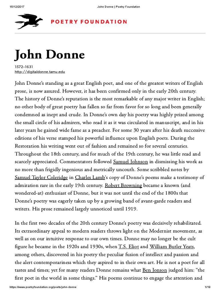 John Donne - Poetry Foundation | Download Free PDF | English Poetry ...