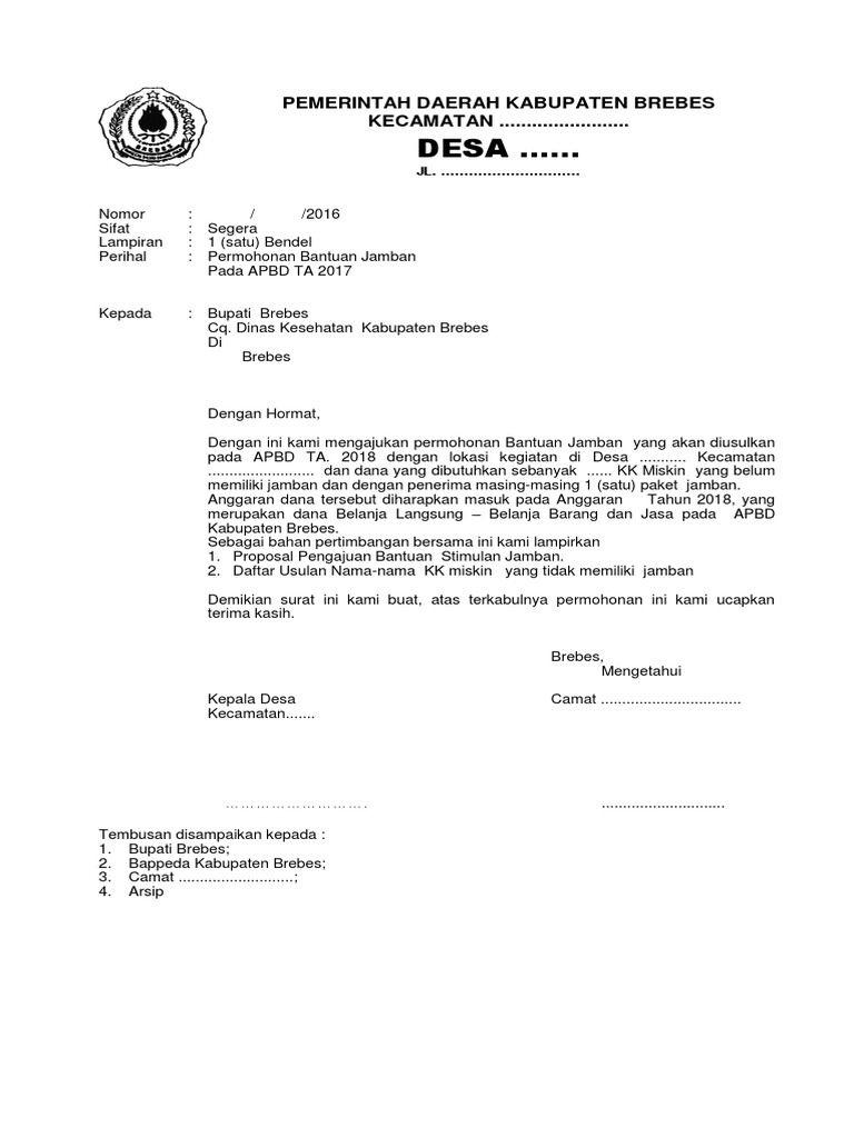Contoh Pengajuan Jamban | PDF