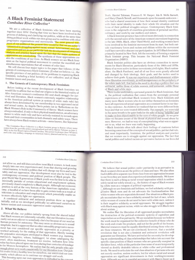 Combahee River Collective Statement | PDF | Philosophical Movements ...