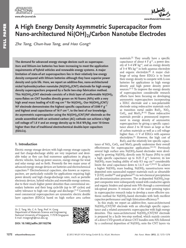 A High Energy Density Asymmetric Supercapacitor From Nano-Architectured ...