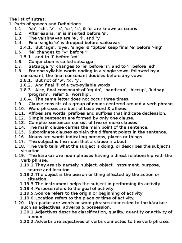 The List of English Sutras | PDF | Grammatical Number | Verb