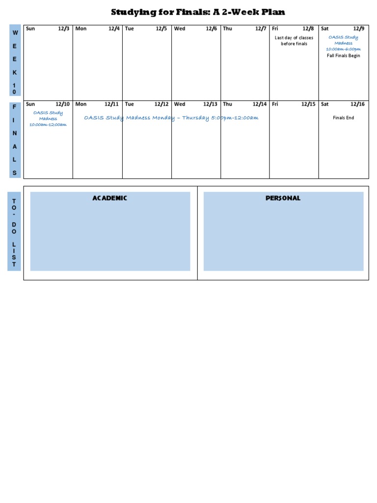 Finals Study Plan & Schedule | PDF