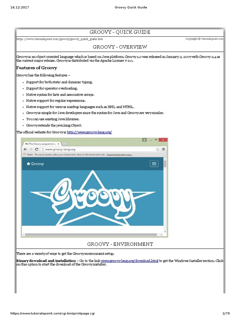 Groovy Quick Guide | PDF | Data Type | Control Flow