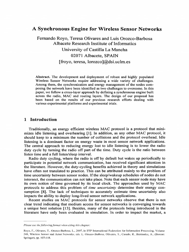 A Synchronous Engine For Wireless Sensor Networks | PDF | Computer ...