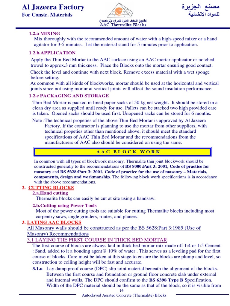 Method of AAC Blockwork | PDF | Masonry | Plaster