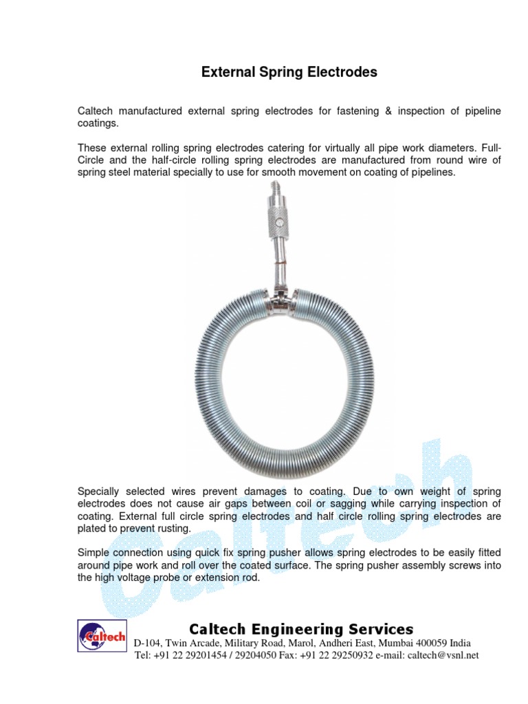 Caltech - External Spring Electrodes PDF | PDF | Screw | Pipe (Fluid ...