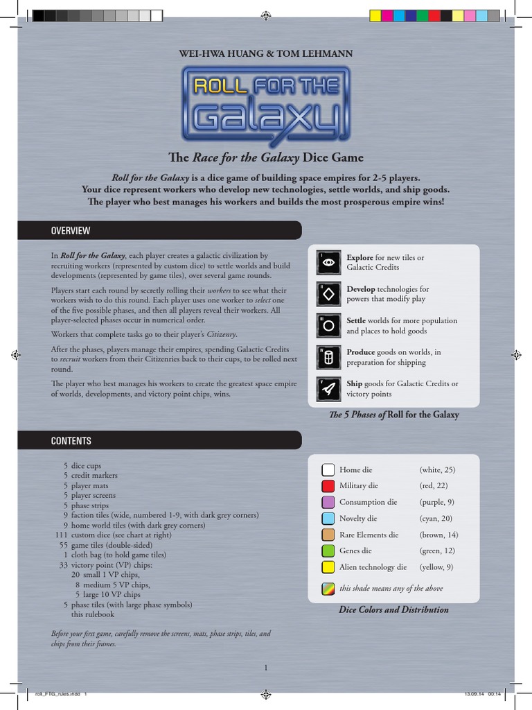 Roll For The Galaxy Rules | PDF | Leisure