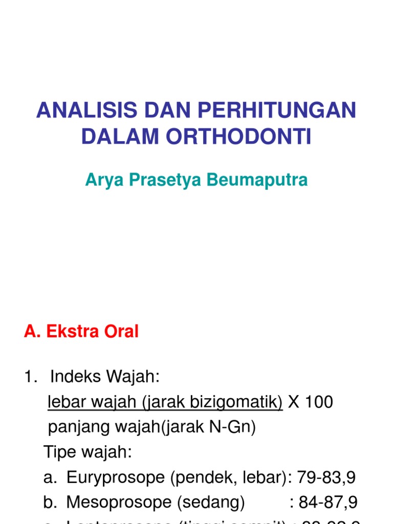 Analisis Indeks Wajah dalam Ortodonti | PDF