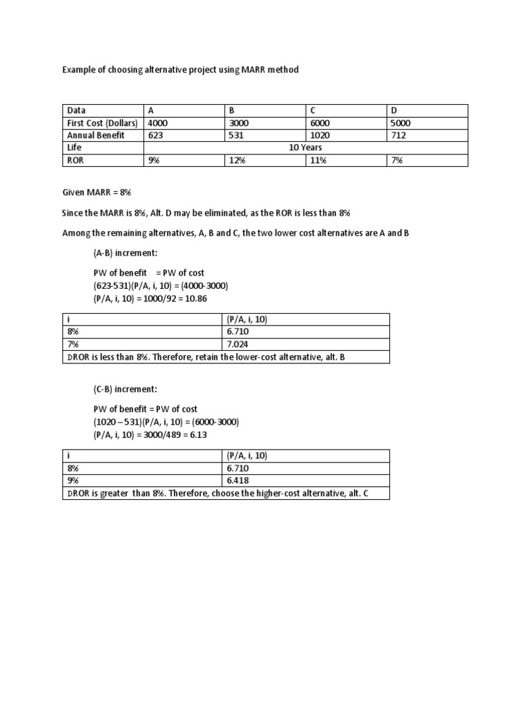 Marr calculation and examples | Investing | Interest