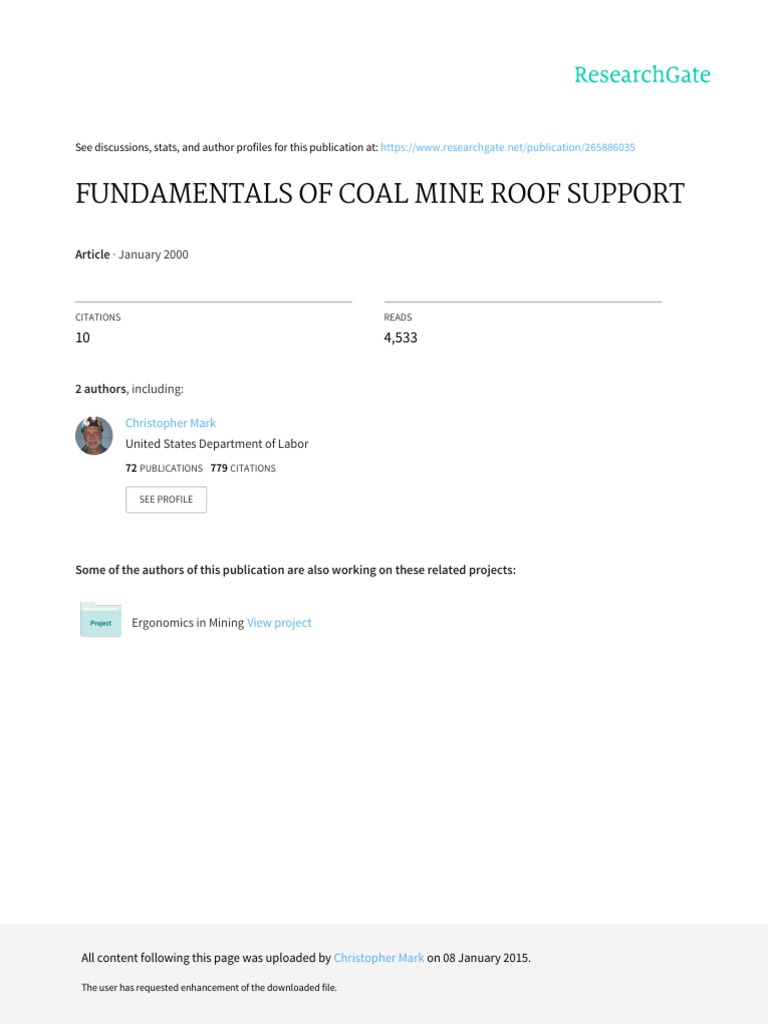 Fundamentals of Coal Mine Roof Support | PDF | Strength Of Materials ...