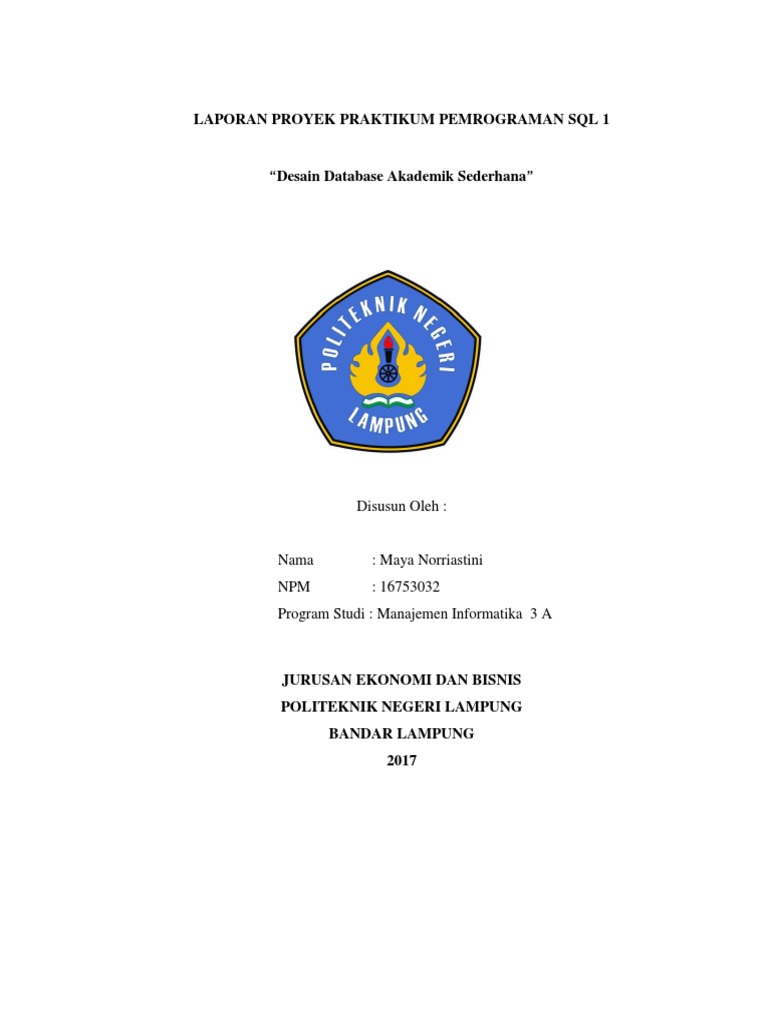 Laporan Proyek Praktikum Pemrograman SQL 1 | PDF