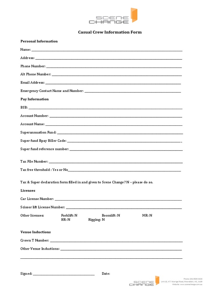Casual Crew Information | PDF | Payments | Taxes