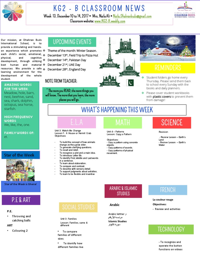 KG2-B Weekly Newsletter: Dec 10-14 | PDF | Psychology | Neuropsychology