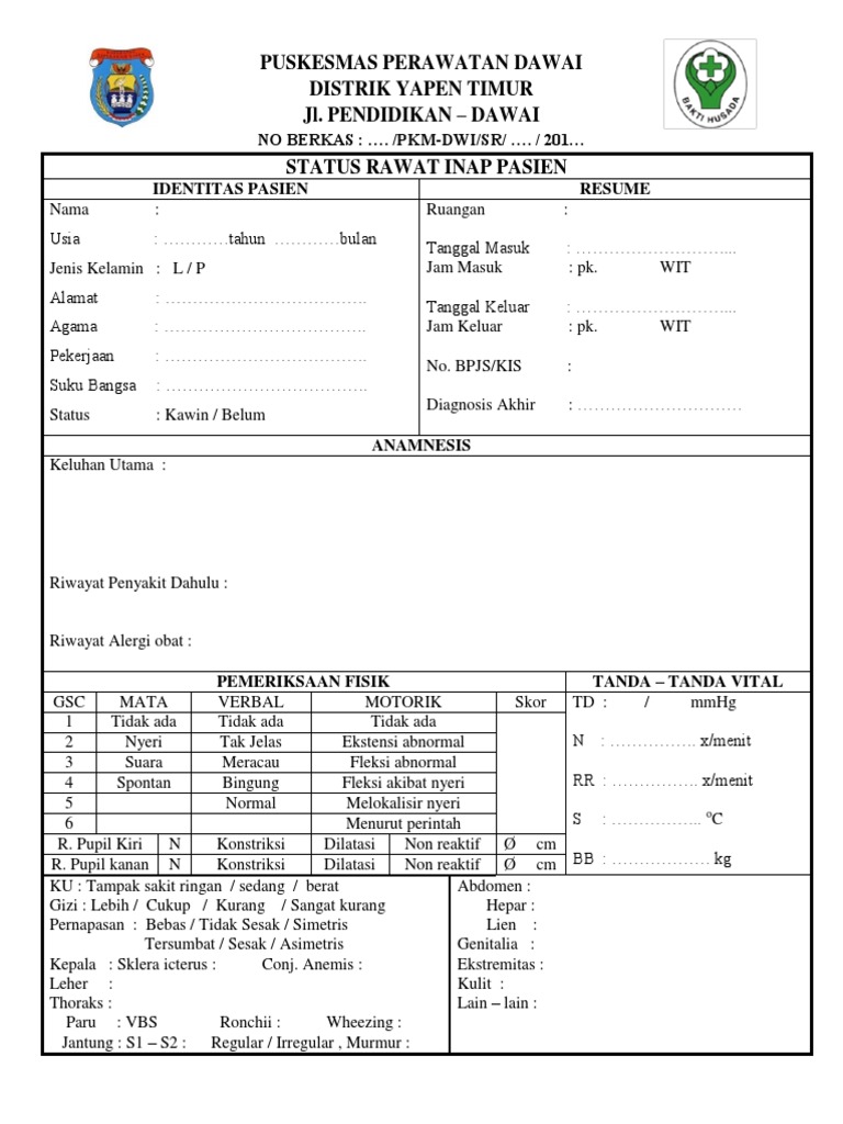 Status Ranap Puskesmas Dawai | PDF