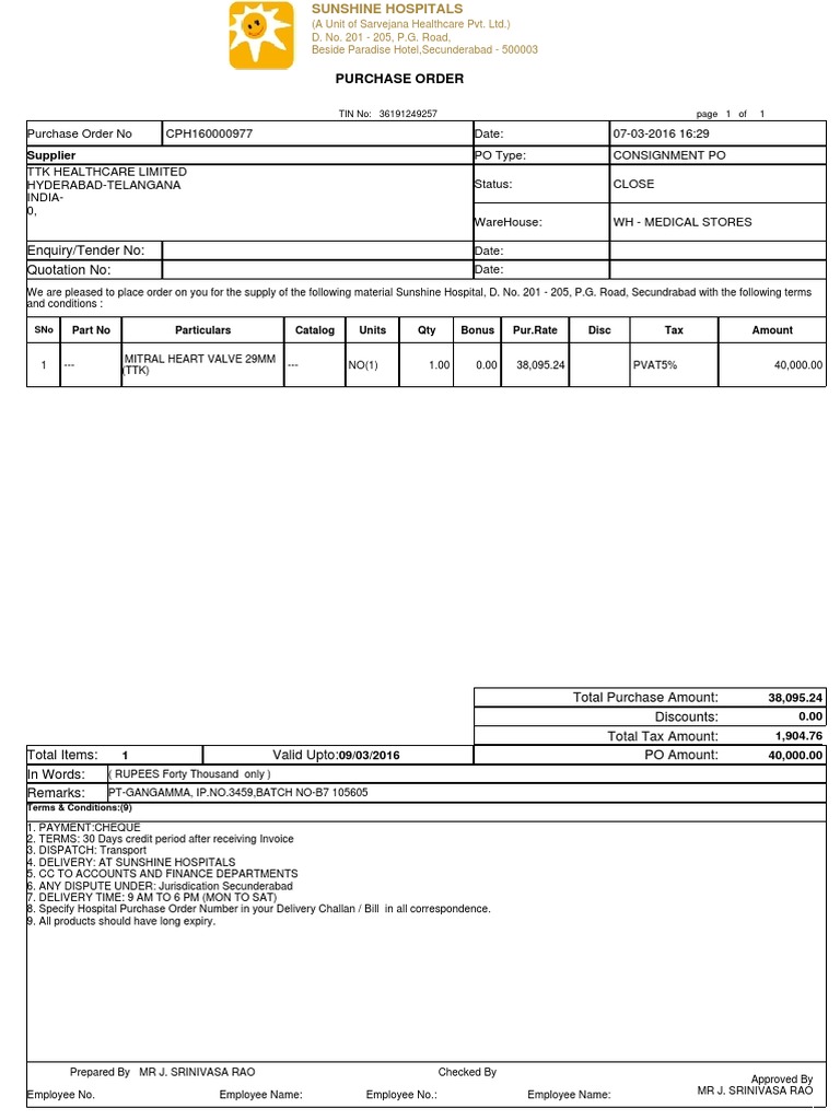 Enquiry/Tender No: Quotation No:: Purchase Order | PDF | Invoice | Money