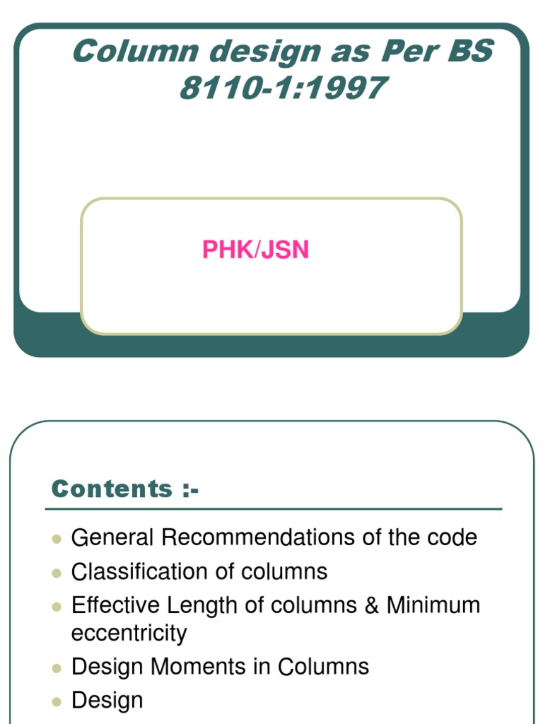Column Design Guide BS 8110-1:1997 | PDF | Column | Strength Of Materials