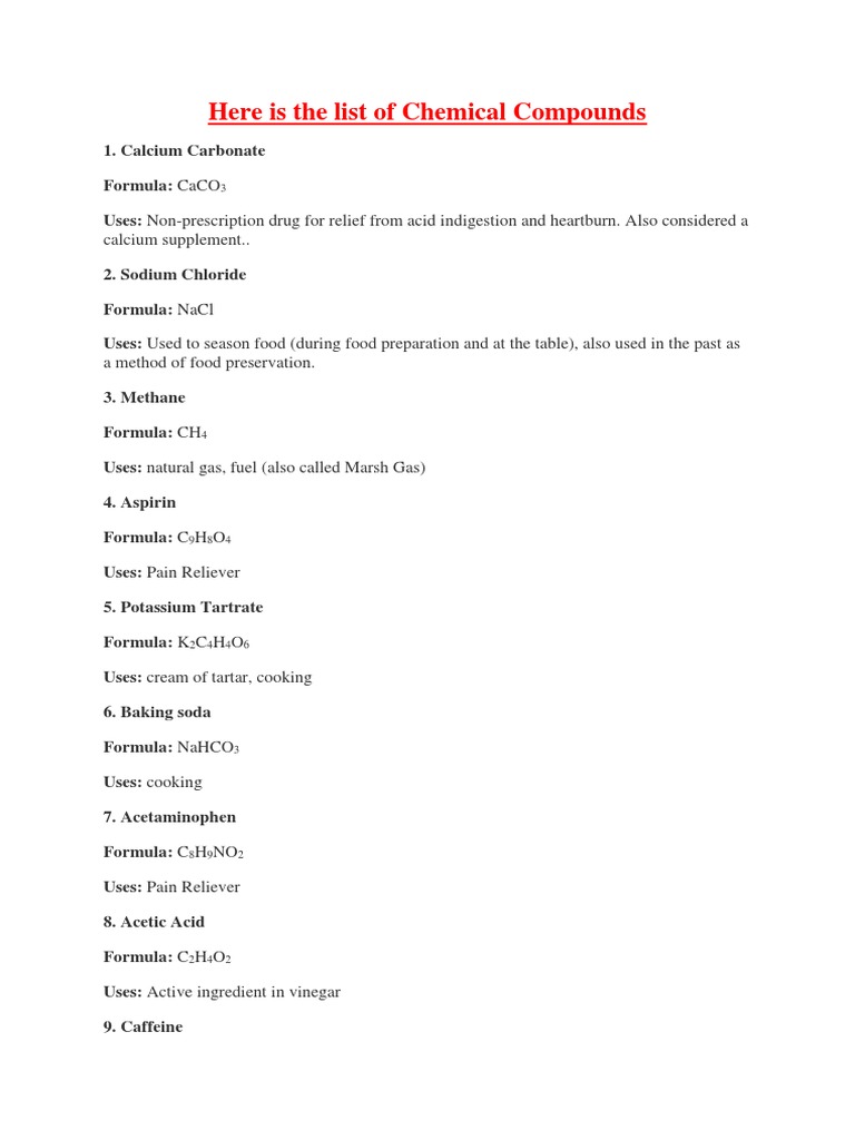 Here Is The List of Chemical Compounds | PDF | Sodium Carbonate ...