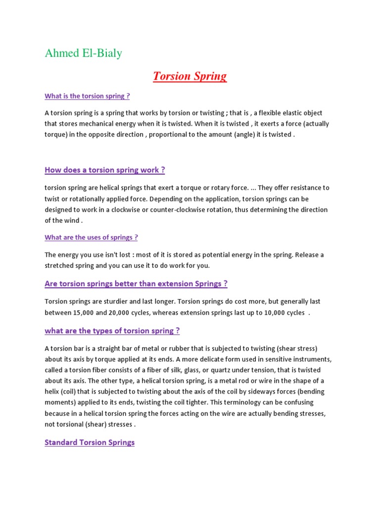 Torsional Stressed Spring | PDF | Classical Mechanics | Mechanical ...