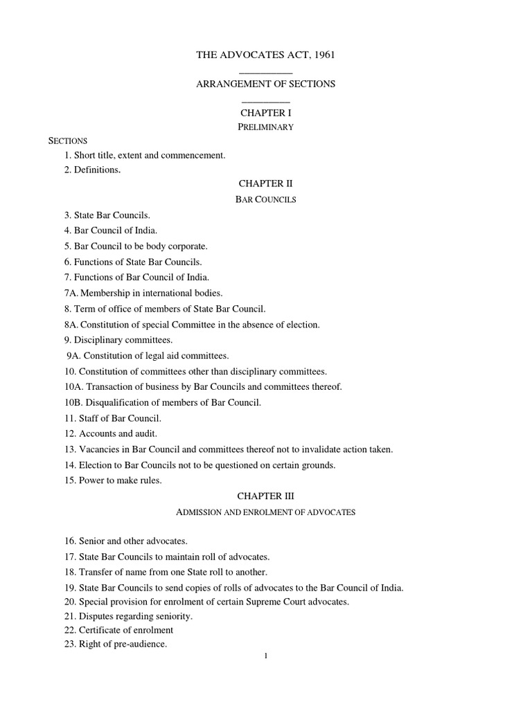 The Advocate Act 1961 Pdf Advocate Government Information
