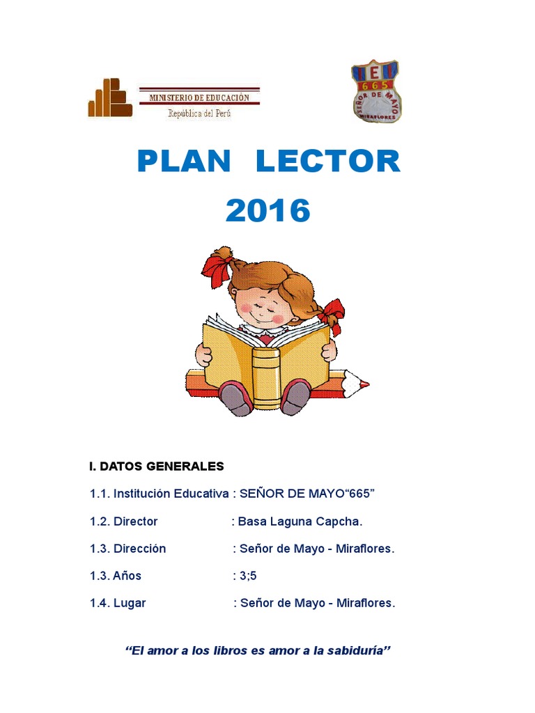 Proyecto de Plan Lector - 2016 | PDF | Educación primaria | Lectura (proceso)