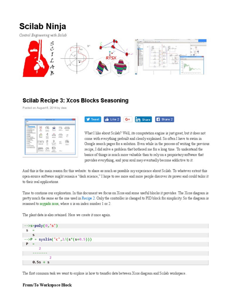 Scilab Recipe 3 - Xcos Blocks Seasoning - Scilab Ninja | PDF | Control Theory | Parameter ...